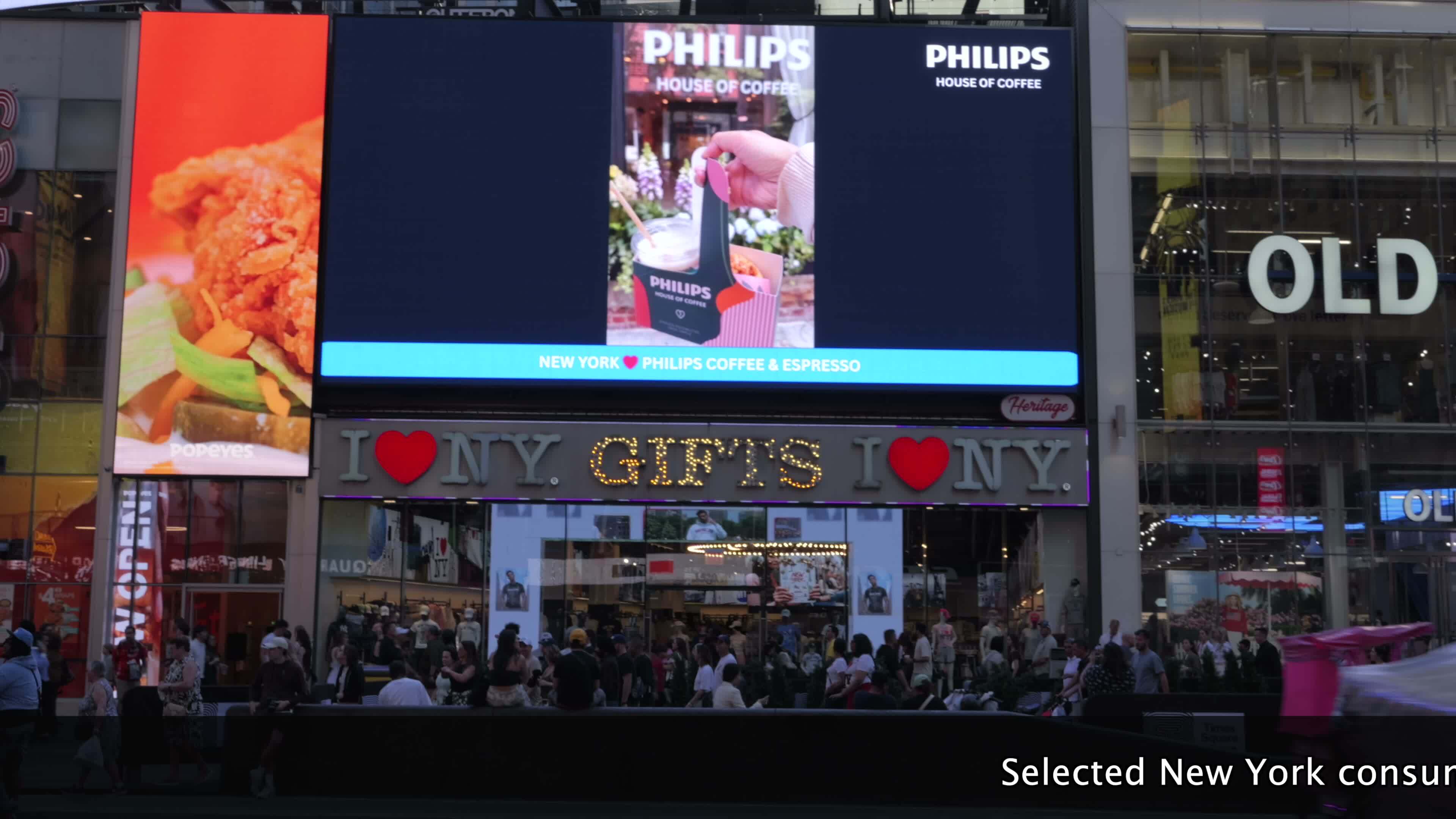 Philips House of Coffee NYC pop-up | Guests featured on a giant Times ...