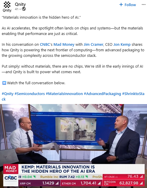 Qnity Electronics stock trends after hours: CEO tells Jim Cramer ...
