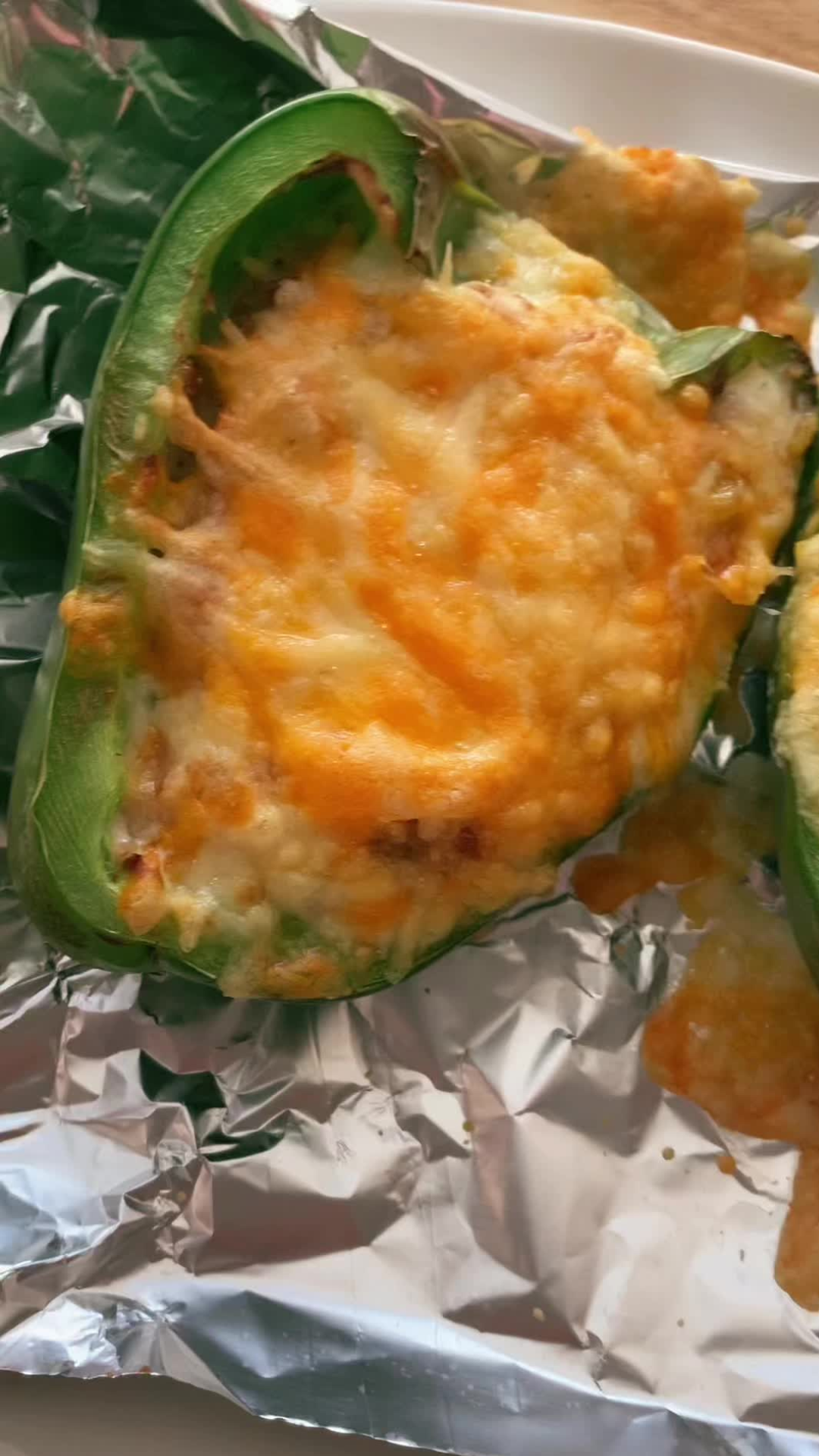 Low carb tuna melt on bell pepper simple healthy meal idea
