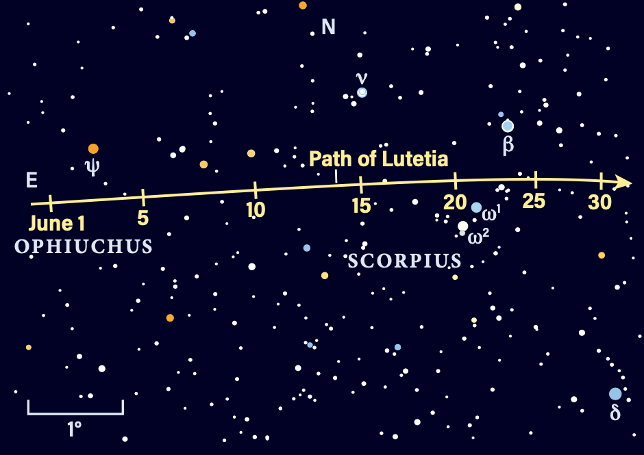 The sky today on Wednesday, June 24: Look for Lutetia's light