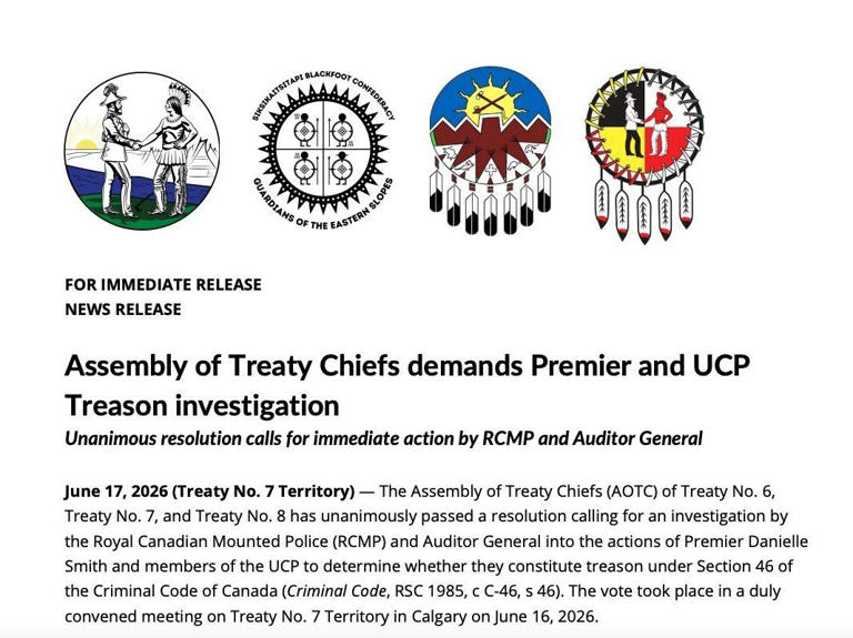 Rob Breakenridge: Alberta chiefs want the premier probed for treason ...