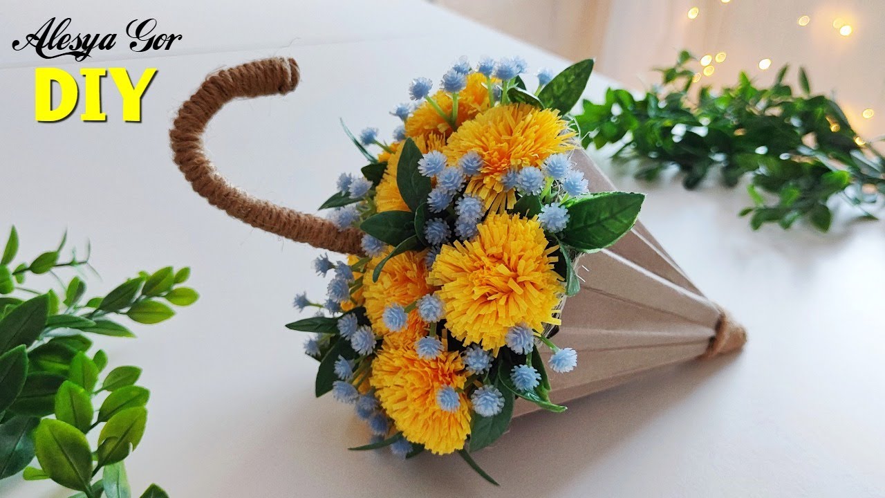 Wow umbrella with dandelions crepe paper decoration idea