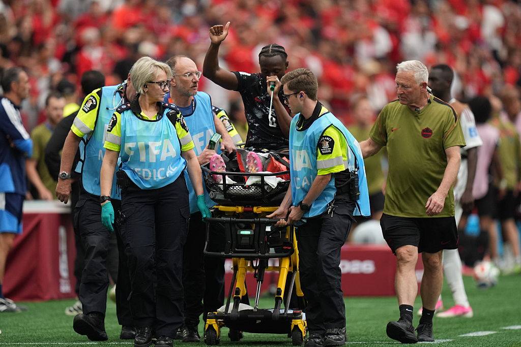 Green object in Canada player's mouth after bone snapped in horror ...