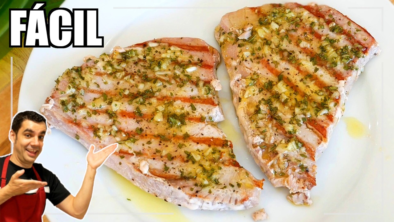 Atún a la plancha con ajo y perejil fácil y delicioso