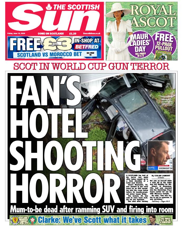 Scotland's papers: Football fan witnesses US shooting and '90 minutes ...