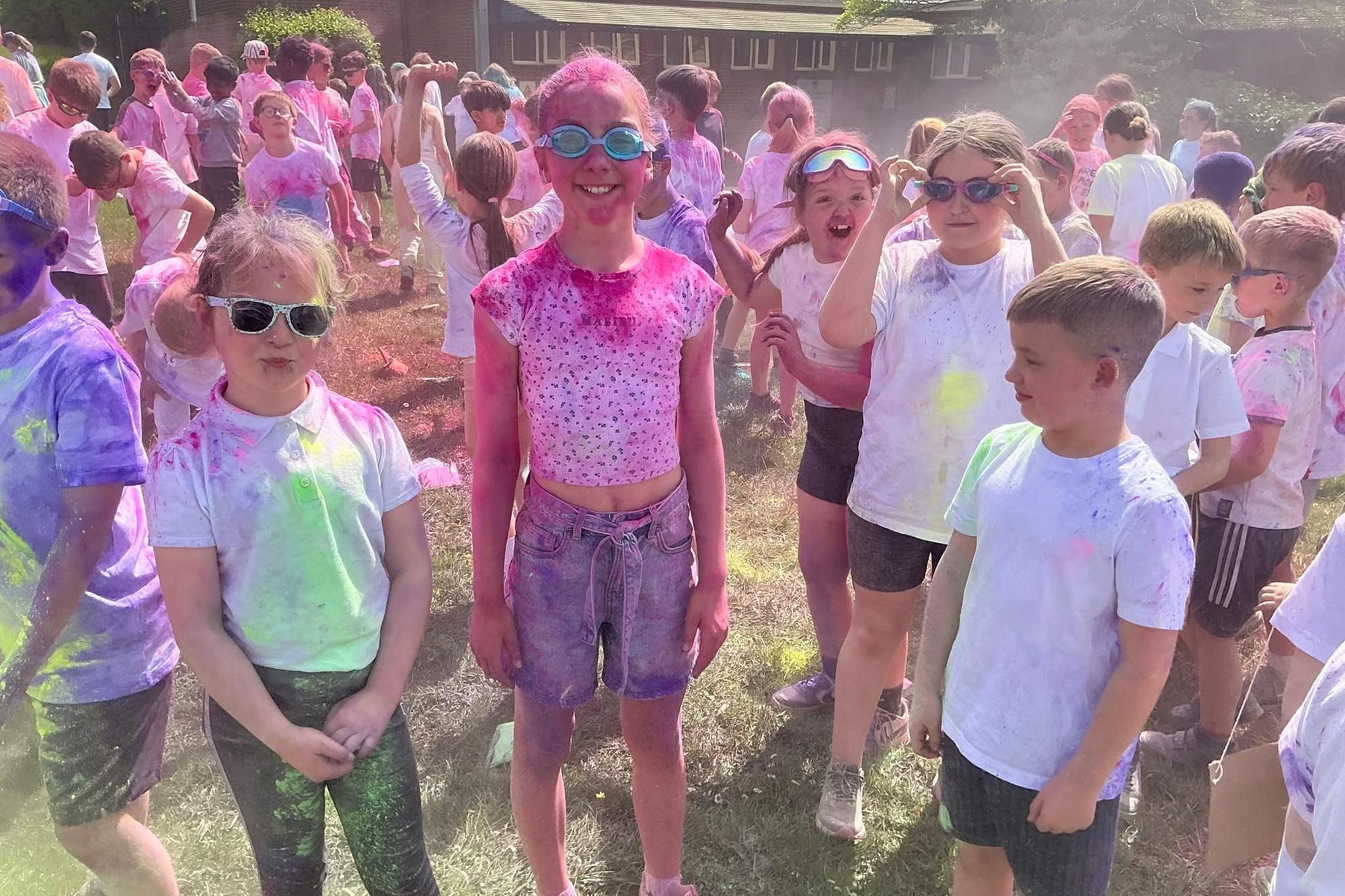 Lowerhouse Junior School in Burnley holds colour run for Pendleside Hospice
