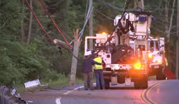 Route 66 in Hebron closed after two-vehicle crash involving utility pole