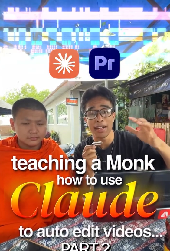 Teaching a monk video editing with Claude AI in Premiere Pro
