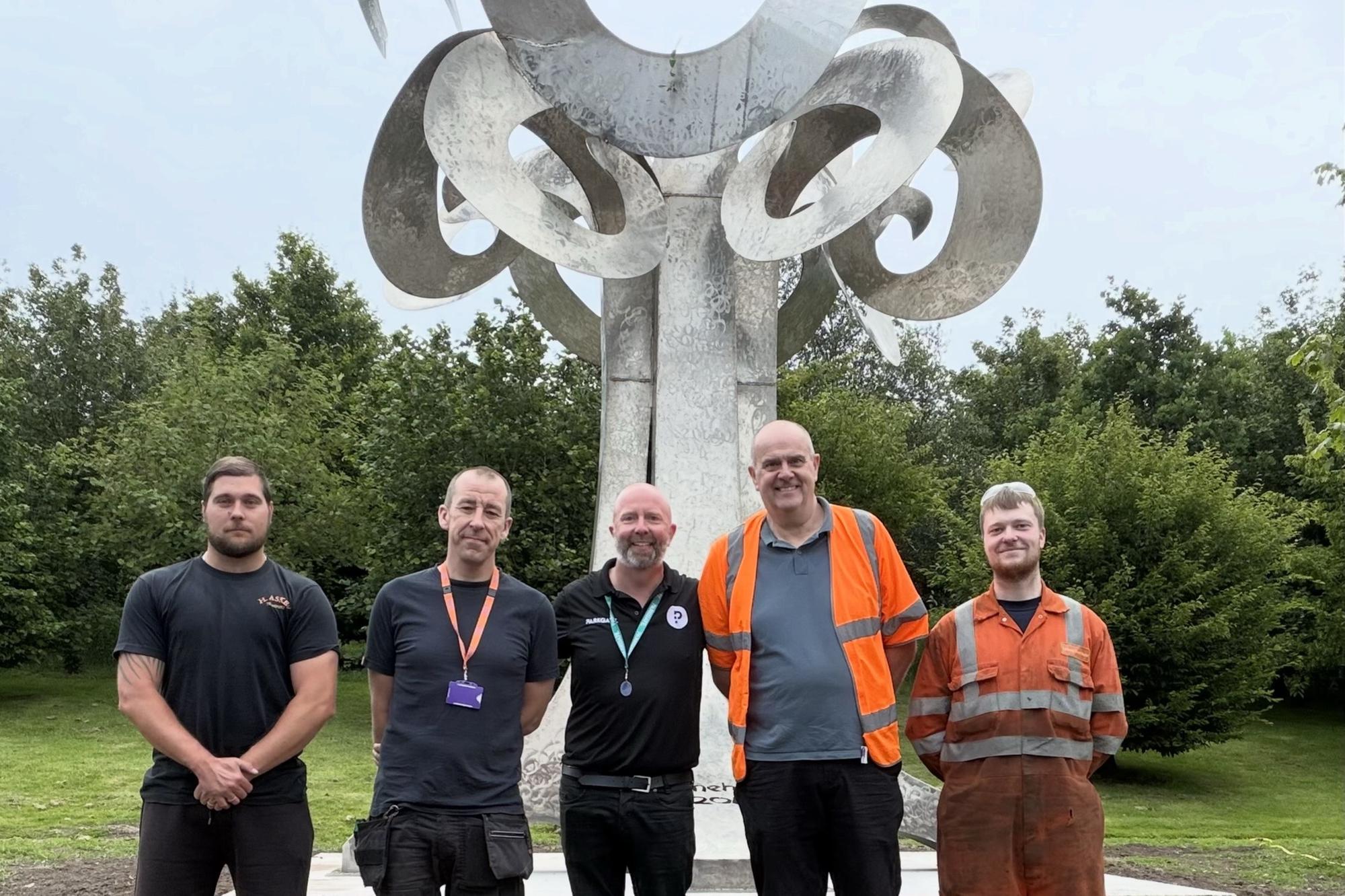 Parkgate’s tree sculpture plants roots at Bluebell Wood