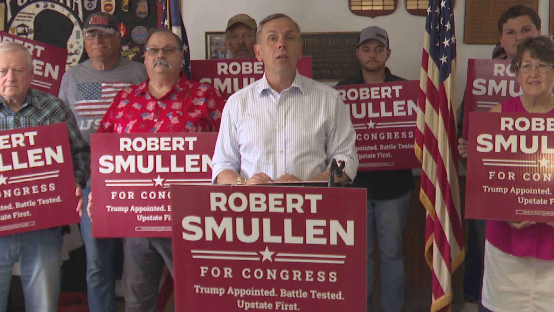 Congressional candidate Smullen campaigns in Canton, addresses opponent ...