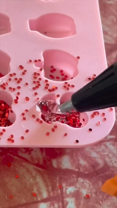 Pour hot glue & glitter into a mold...
