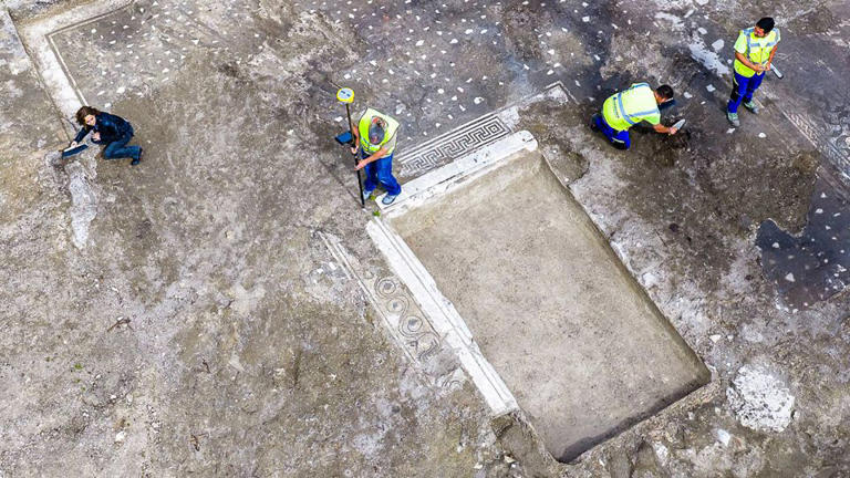 Illegal excavation reveals grand Roman villa with elaborate mosaics
