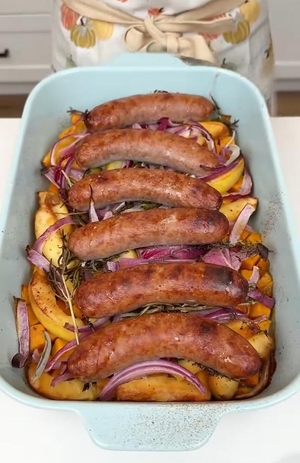 Sweet potato and bratwurst dinner made easy