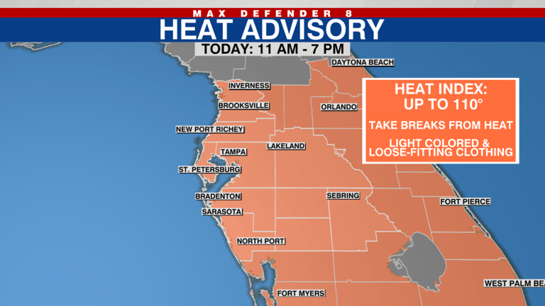 Live: Heat advisory and low-end severe weather risk Friday in Tampa
