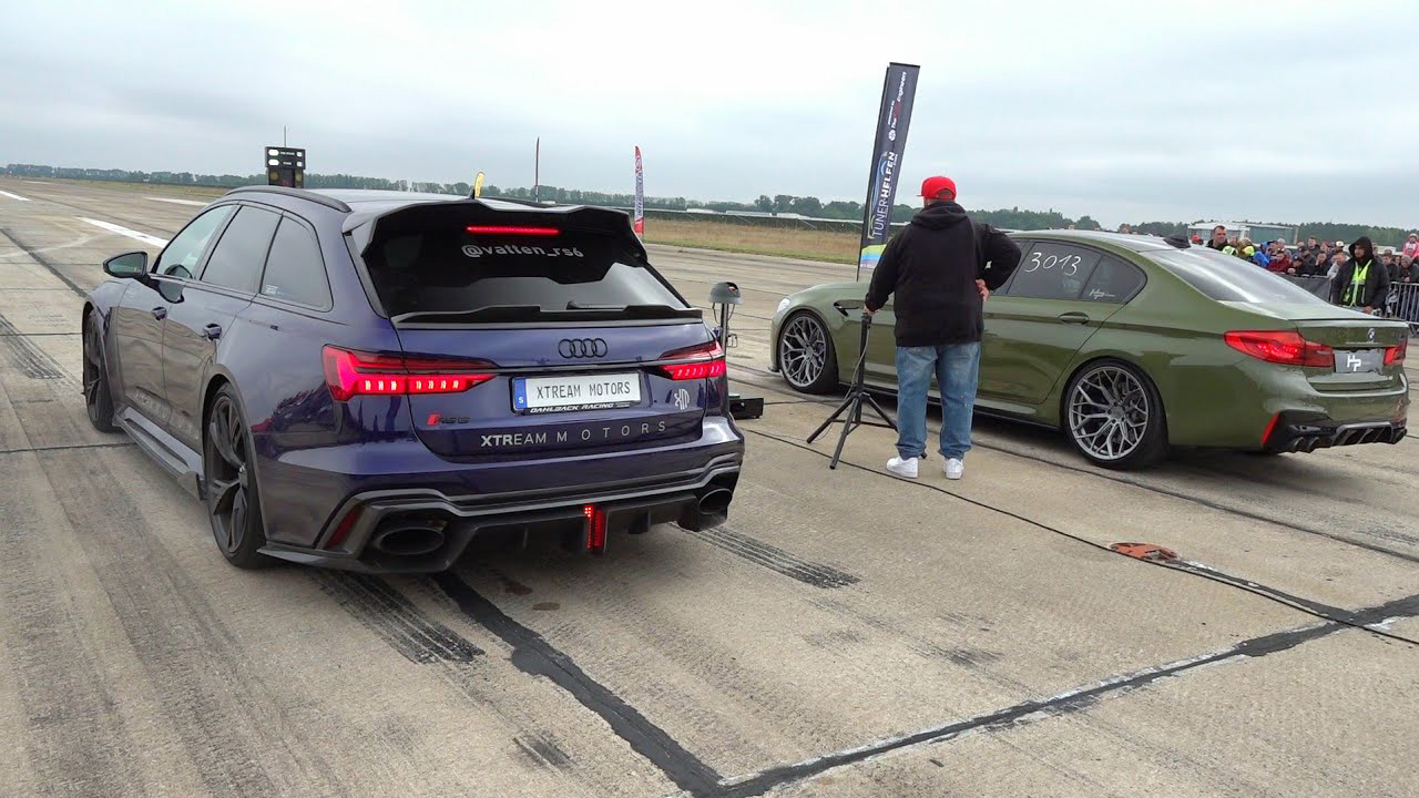 Audi RS6 C8 de 1000 cv vs BMW M5 F90 Competition em corrida de arrancada