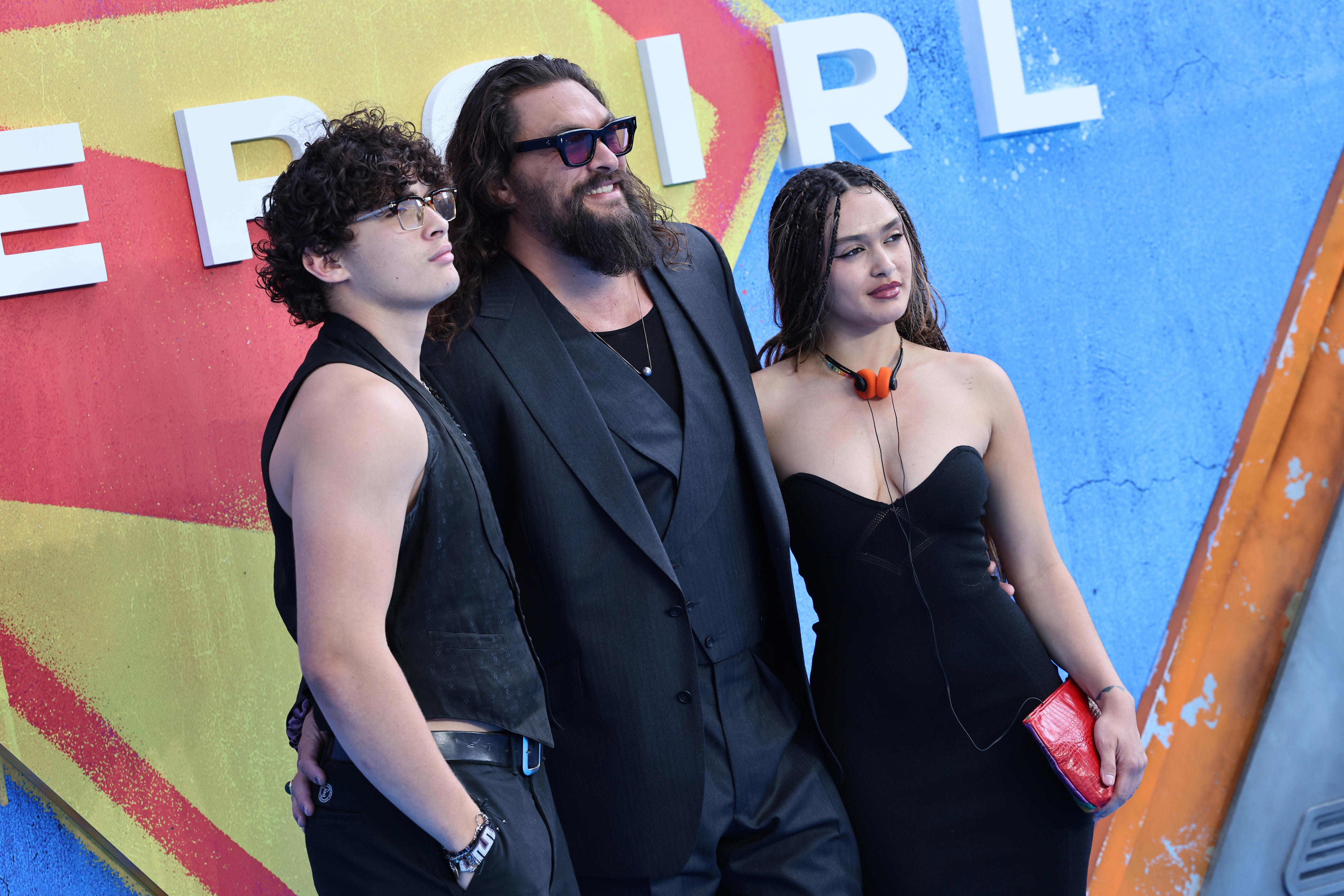 Jason Momoa attends 'Supergirl' London premiere with kids, girlfriend