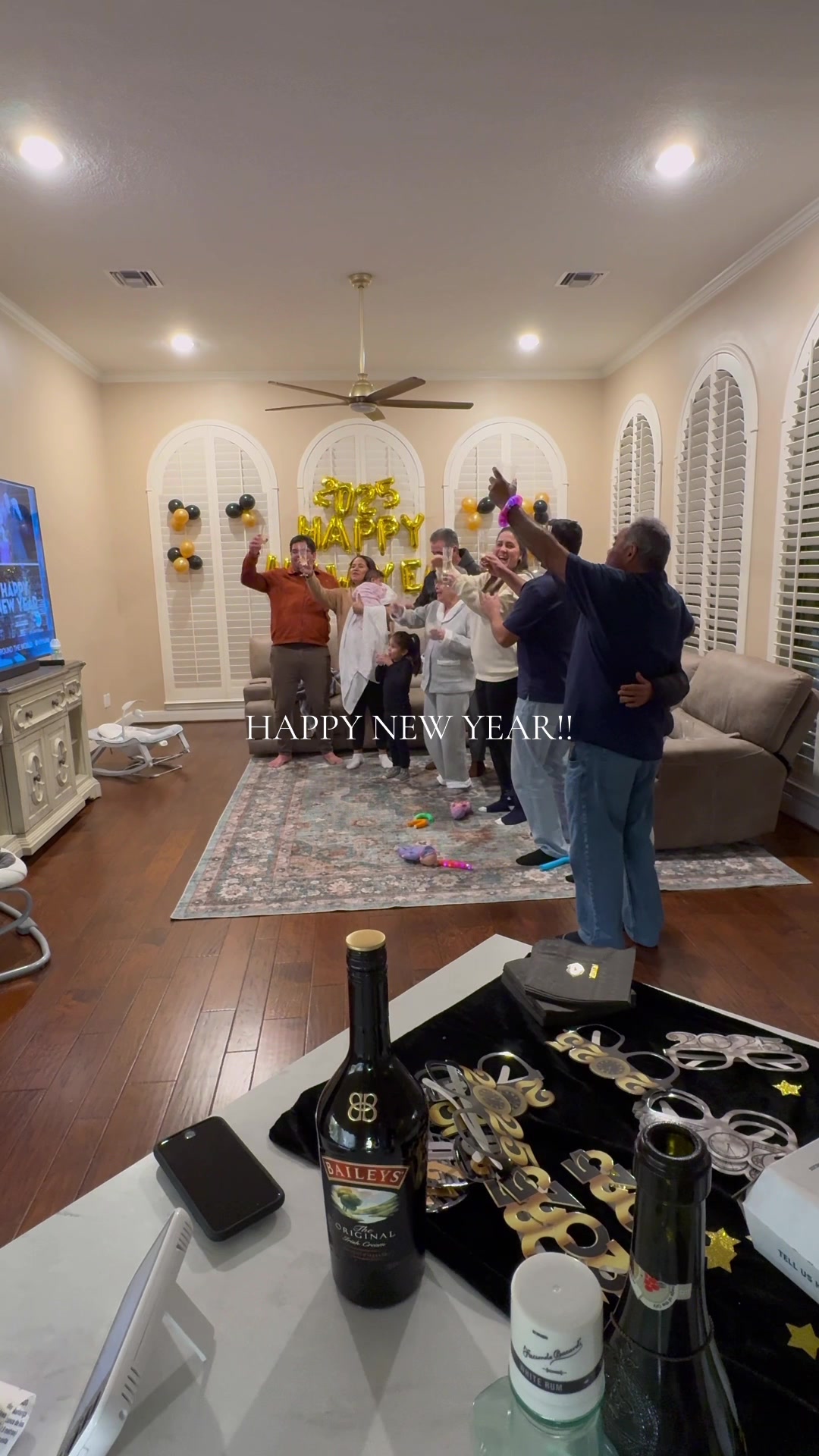 Raising our glasses at home as a family to celebrate the start of a ...
