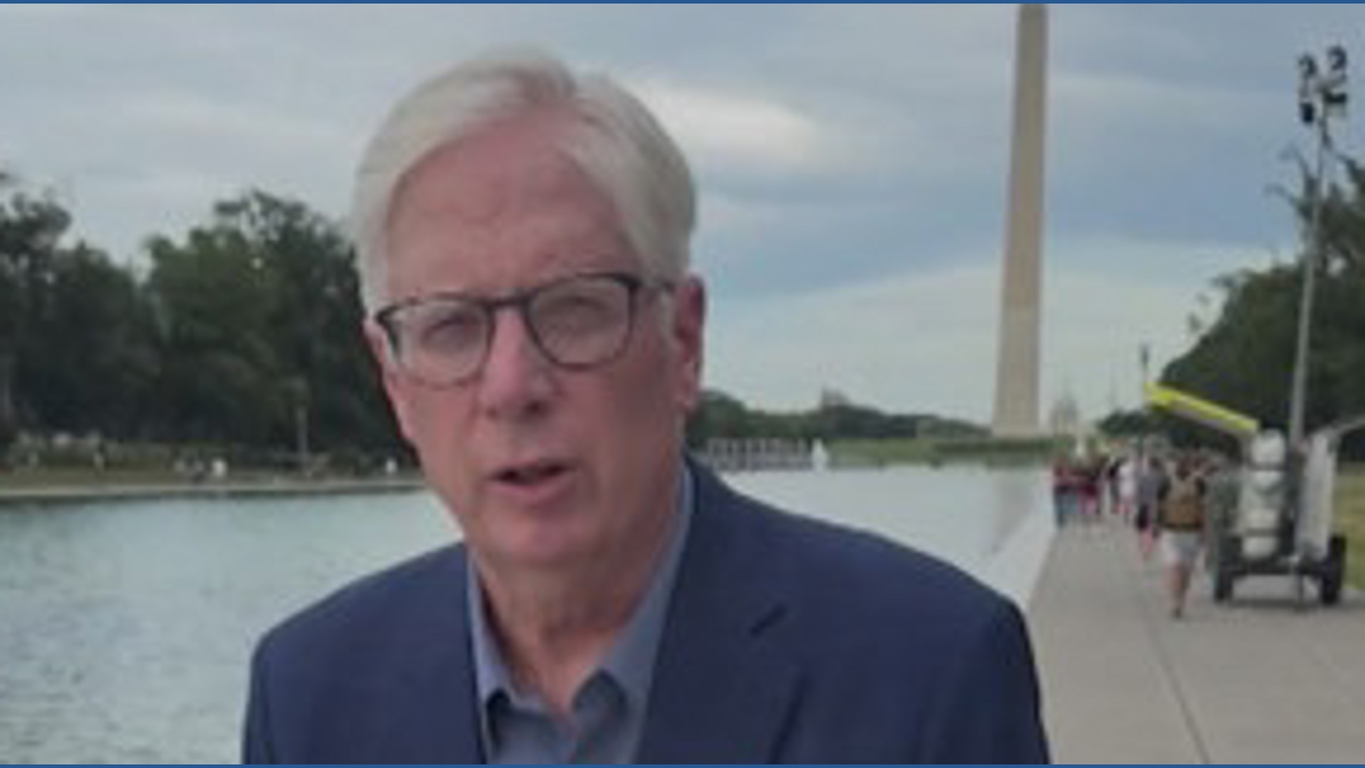 Blue object spotted in reflecting pool