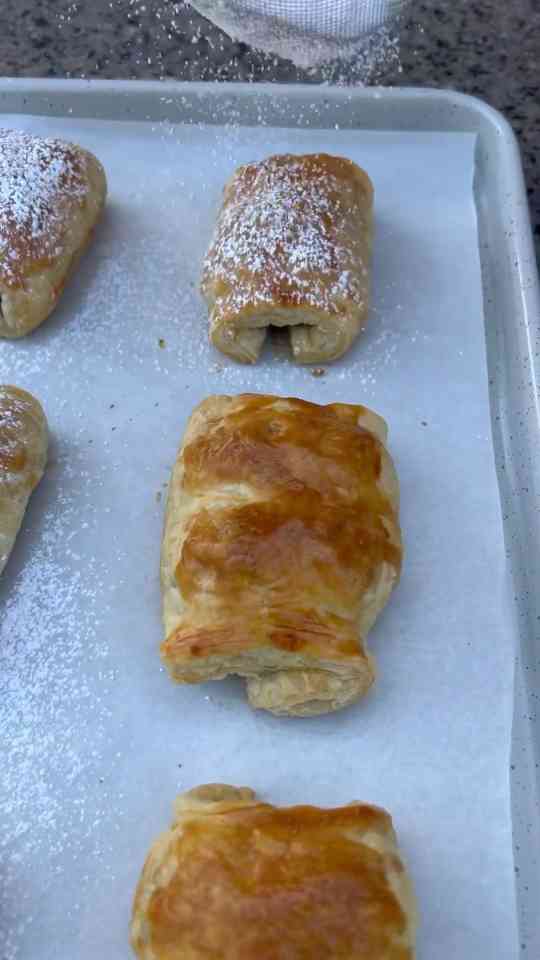 A golden puff pastry dessert with a chocolate twist