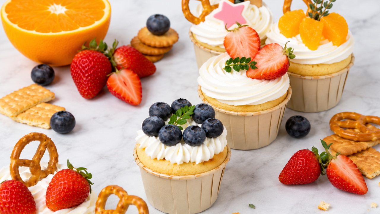 Fresh fruit cream cupcakes