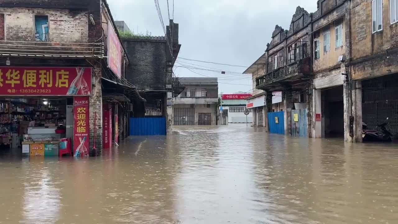 Flooding inundates Dihai area as Tanjiang River swells in Guangdong, China