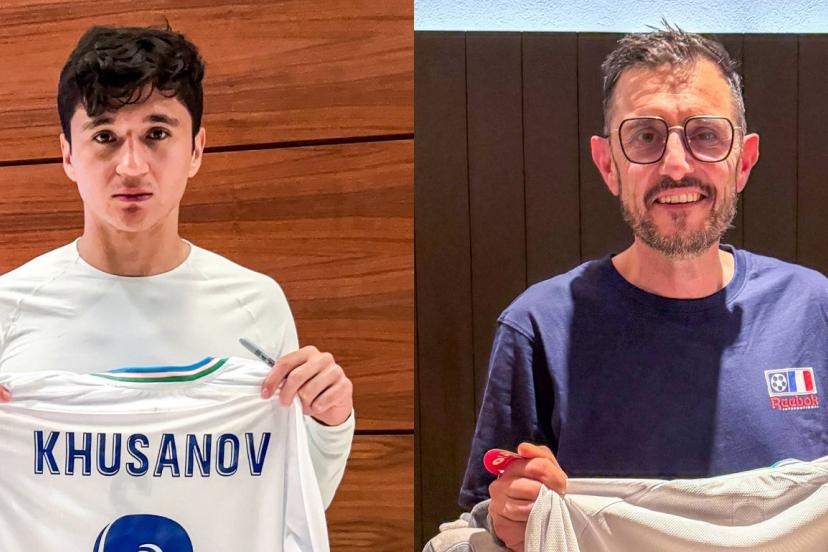 Khusanov gave a signed jersey to the cameraman he crashed into