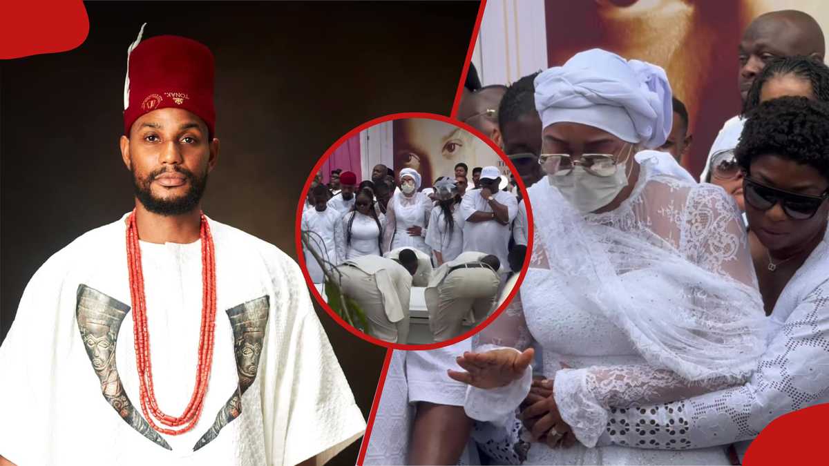 Sad scenes as Alexx Ekubo's wife, siblings break down as his body is ...