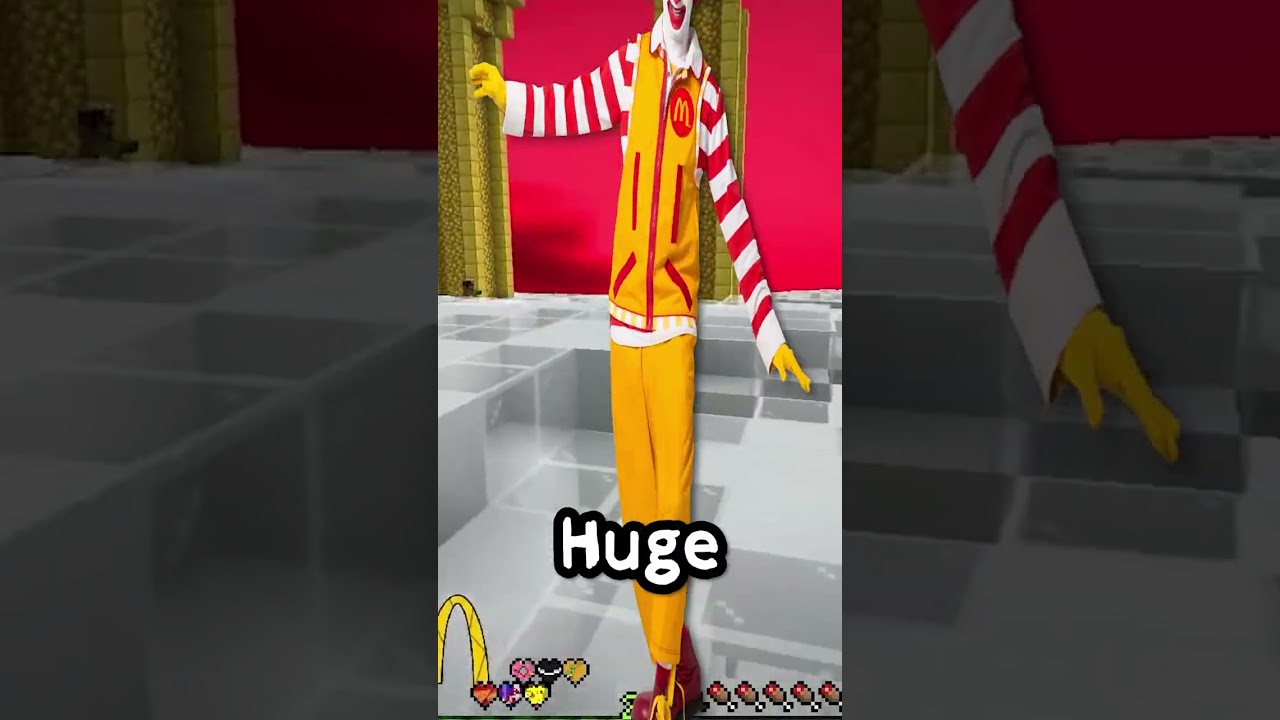 Surviving a final battle against Ronald McDonald in Minecraft