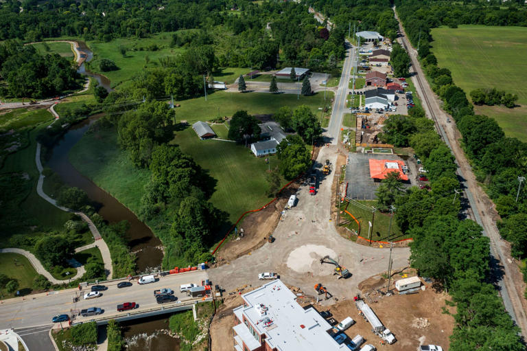 See aerial footage as roundabout work prompts detours, complaints near ...