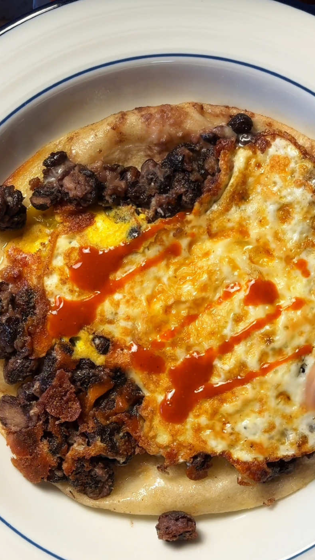 Easy breakfast with egg and black beans