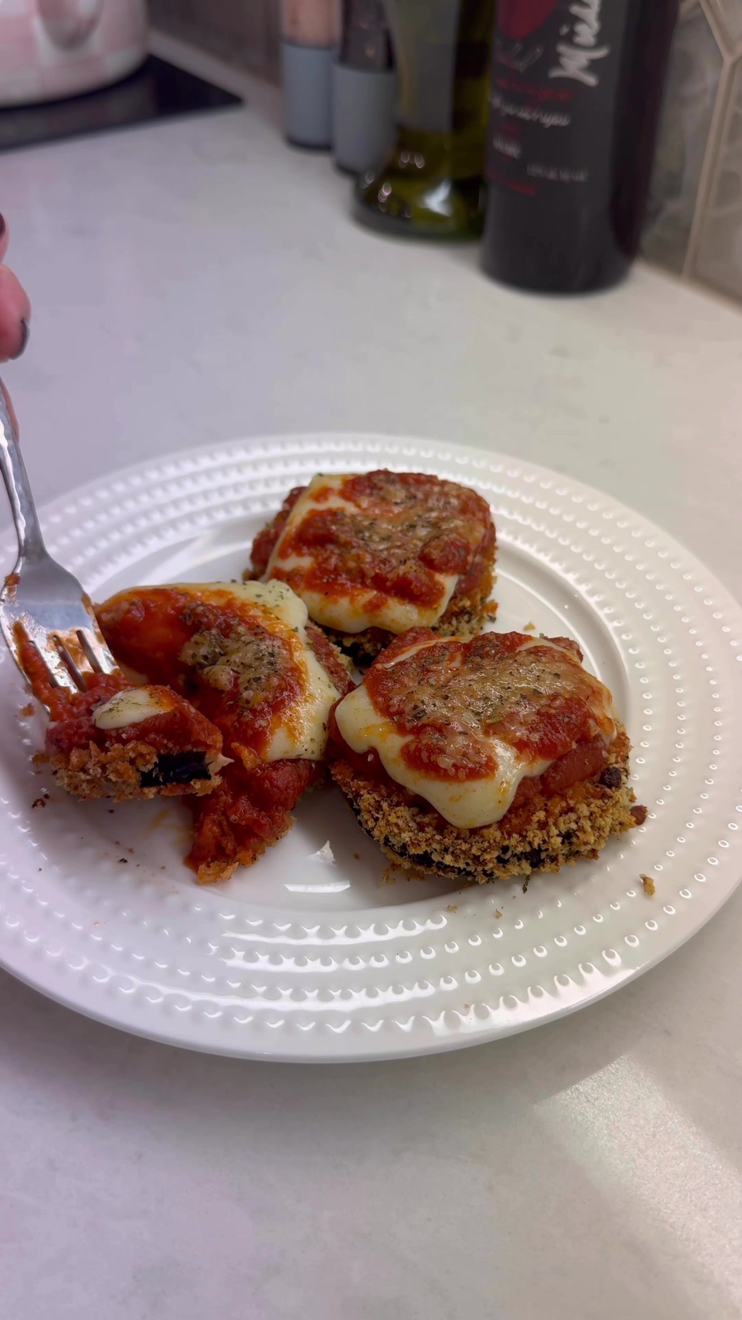 Crispy eggplant parmesan with marinara and cheese, my new favorite ...