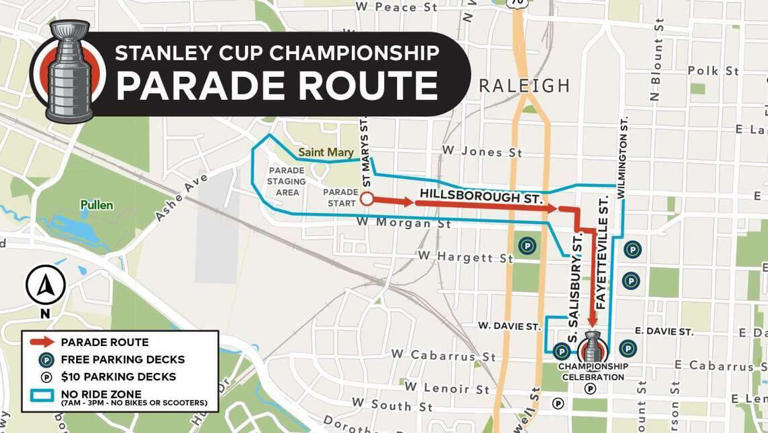 Map: See the 2026 Stanley Cup parade route in downtown Raleigh