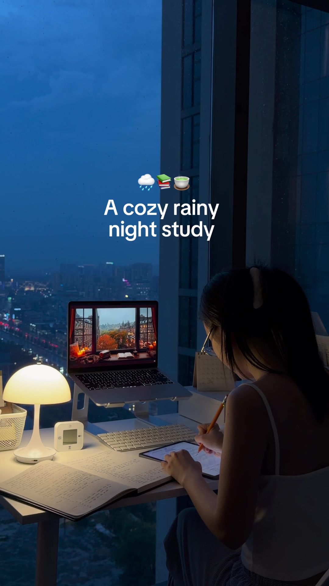 Calm rainy night study vlog, study with me motivation