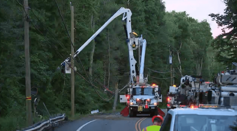 Route 66 closed in Hebron after vehicles hit pole, utility wires