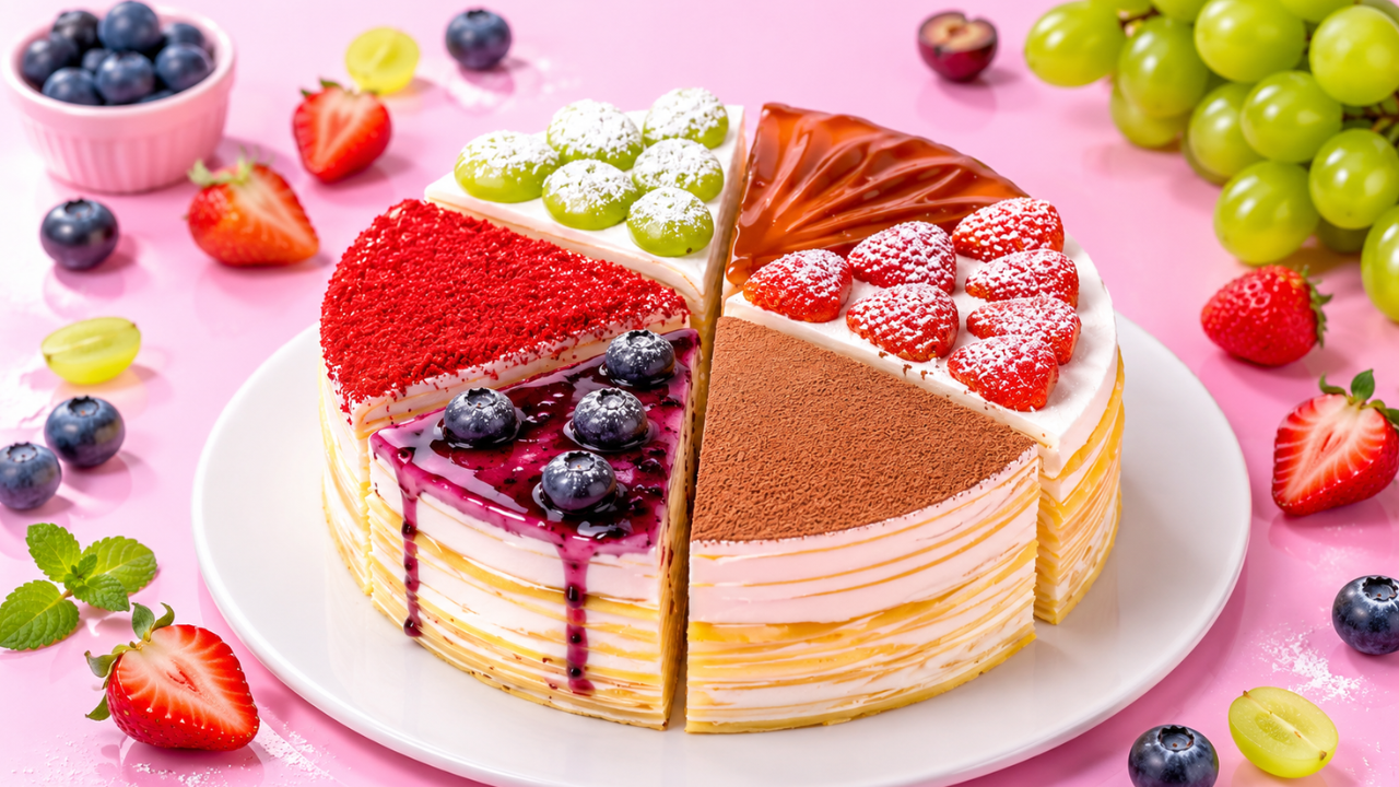 Ultimate mixed fruit crepe cake