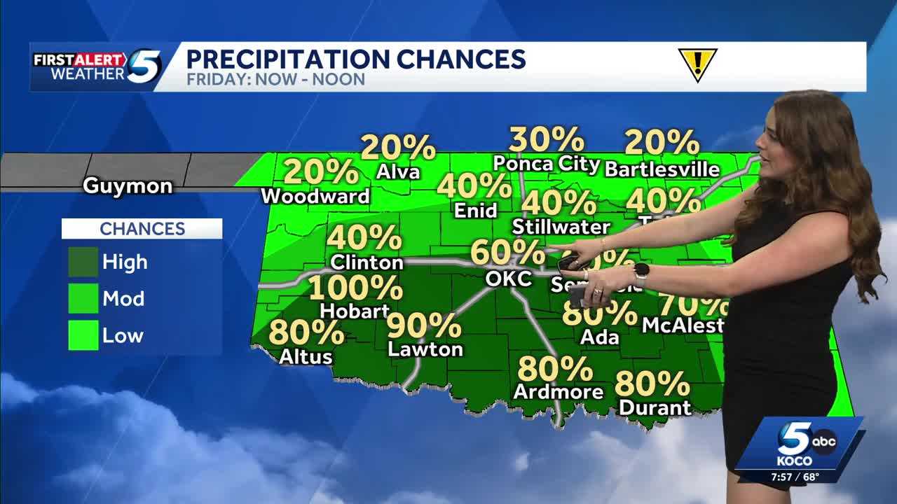Timeline: Morning rain wrapping up, storm threat this weekend in Oklahoma
