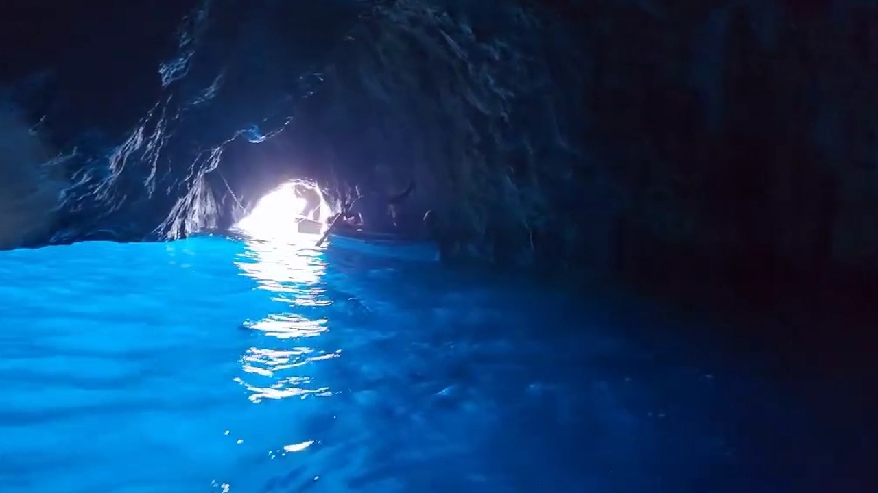 Exploring the ancient Blue Grotto in Capri, Italy