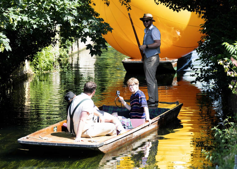 Josh Widdicombe wrangles giant yellow ball on to boat for new TV show