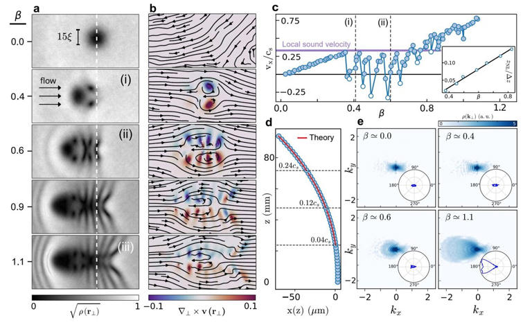 Tiny objects swimming in a superfluid of light move against the flow