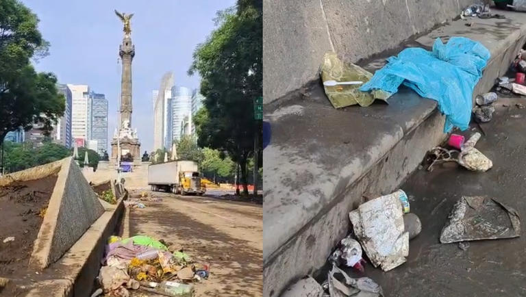 La fiesta terminó entre lodo y basura: así amaneció Paseo de la Reforma ...