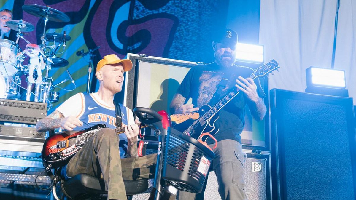 Chad Gilbert performs with New Found Glory from a wheelchair following ...