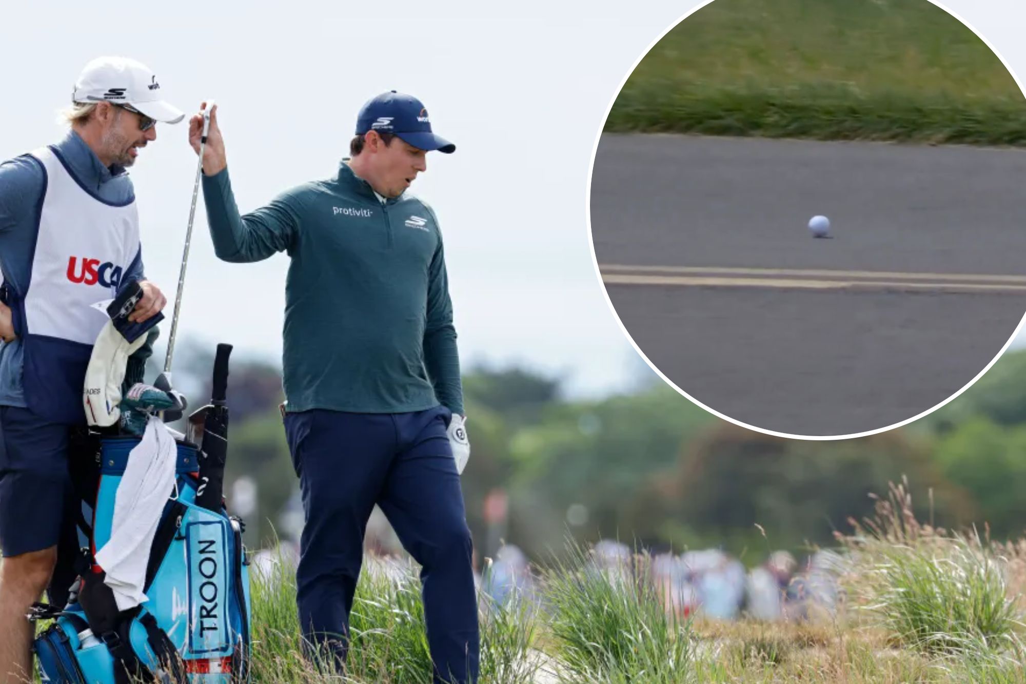 Matt Fitzpatrick’s tee shot gets stuck in road in weird US Open scene