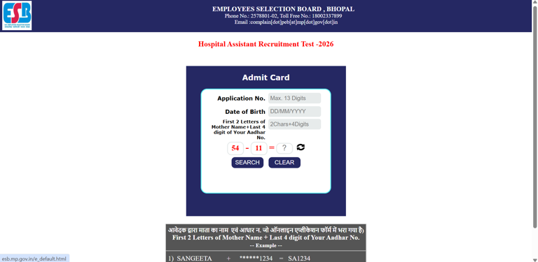 MPESB hospital assistant recruitment 2026 admit card released for 1,200 ...
