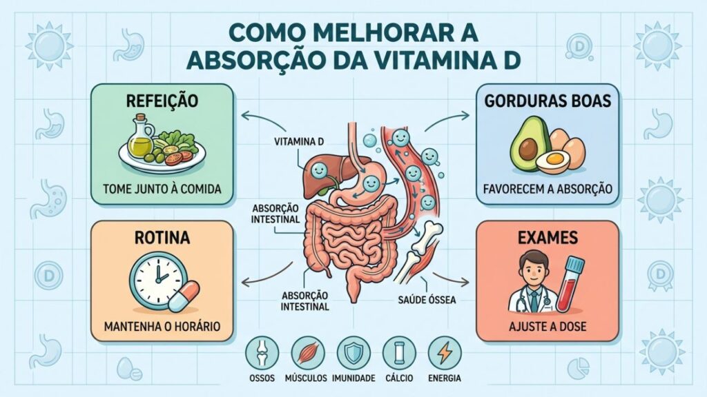 Qual o melhor momento para tomar vitamina D para favorecer a absorção?