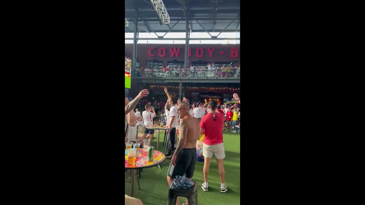 England fans belt out songs in Texas bar during World Cup