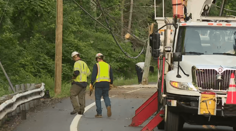 Route 66 closed in Hebron after vehicles hit pole, utility wires