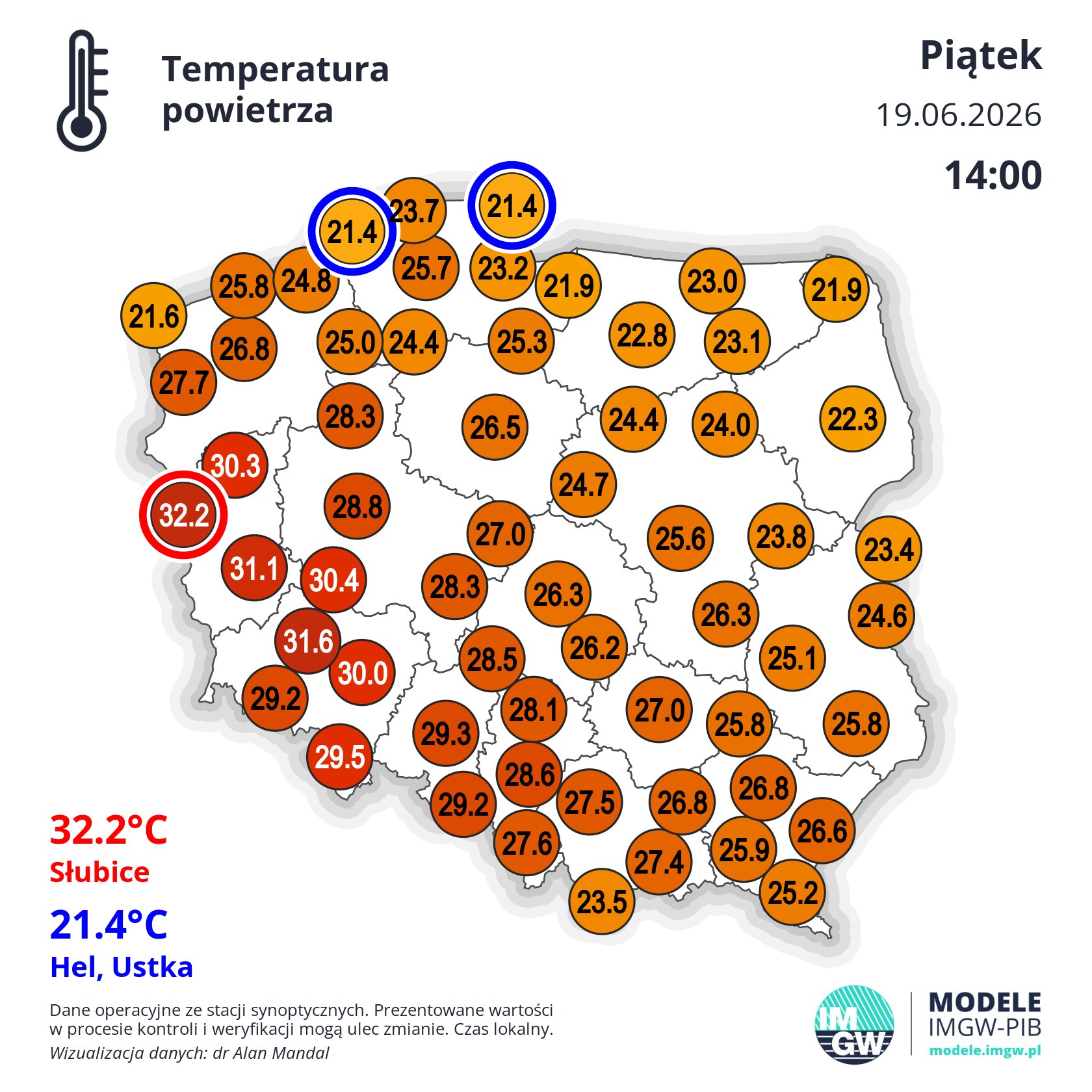 Piątek przyniósł pierwszy w tym roku upał. W tym mieście temperatura ...