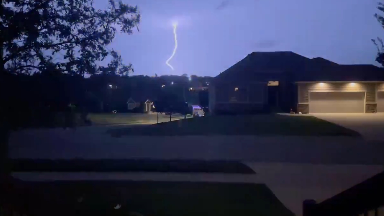 Strong winds and lightning strike Lawrence, Kansas
