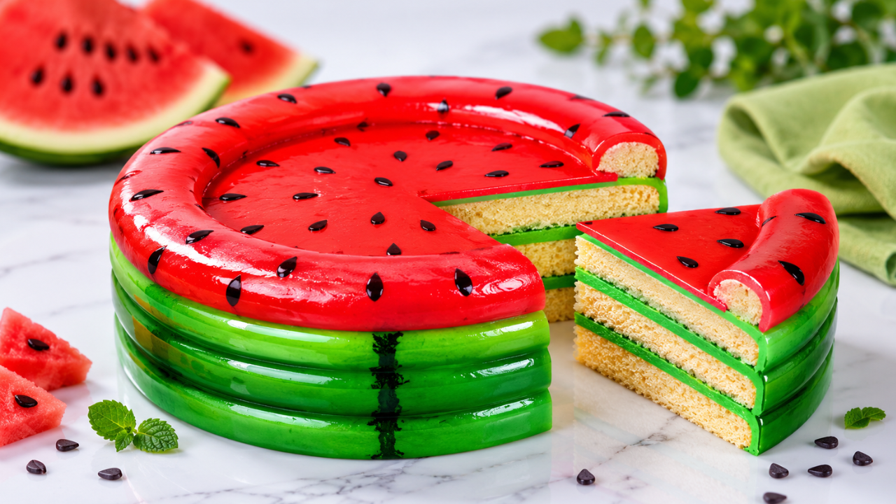 Watermelon layer cake delight