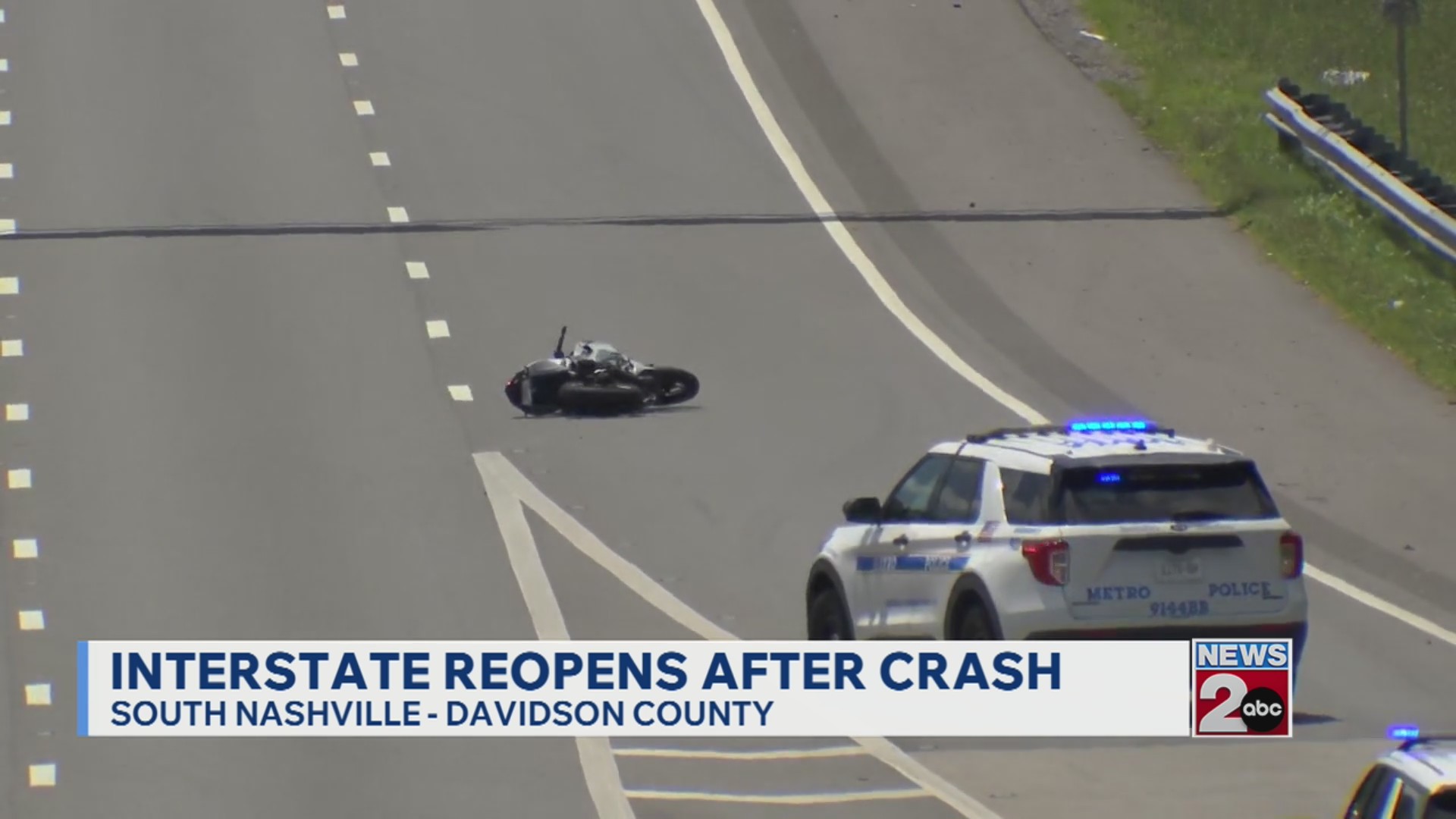 I-24 reopens in South Nashville after crash involving motorcycle